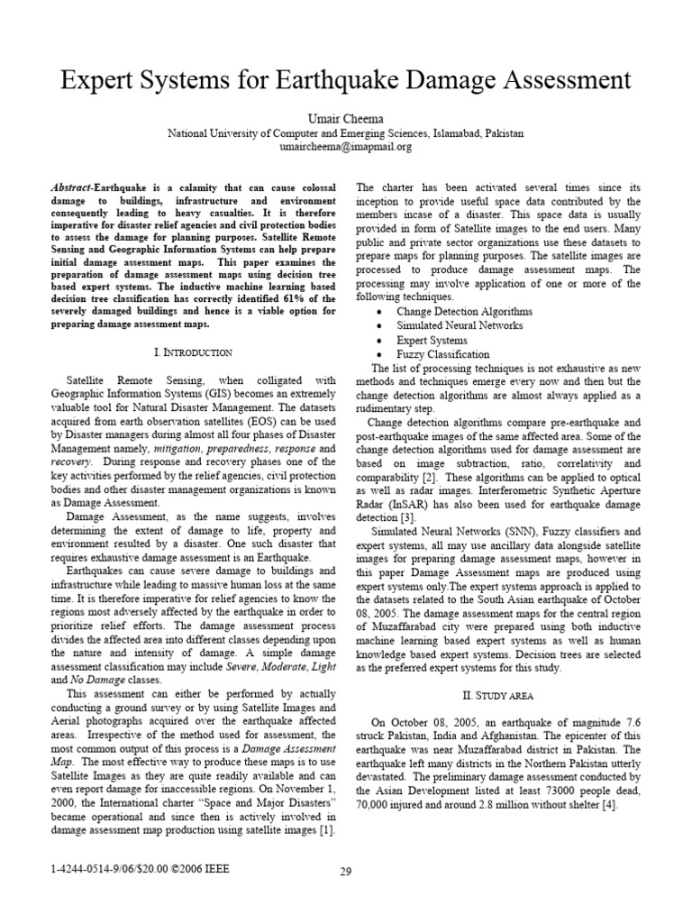 Expert Systems For Earthquake Damage Assessment | PDF | Machine ...
