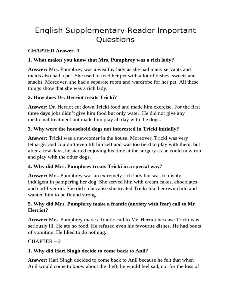 Class 10 English Supplementary Answers | PDF