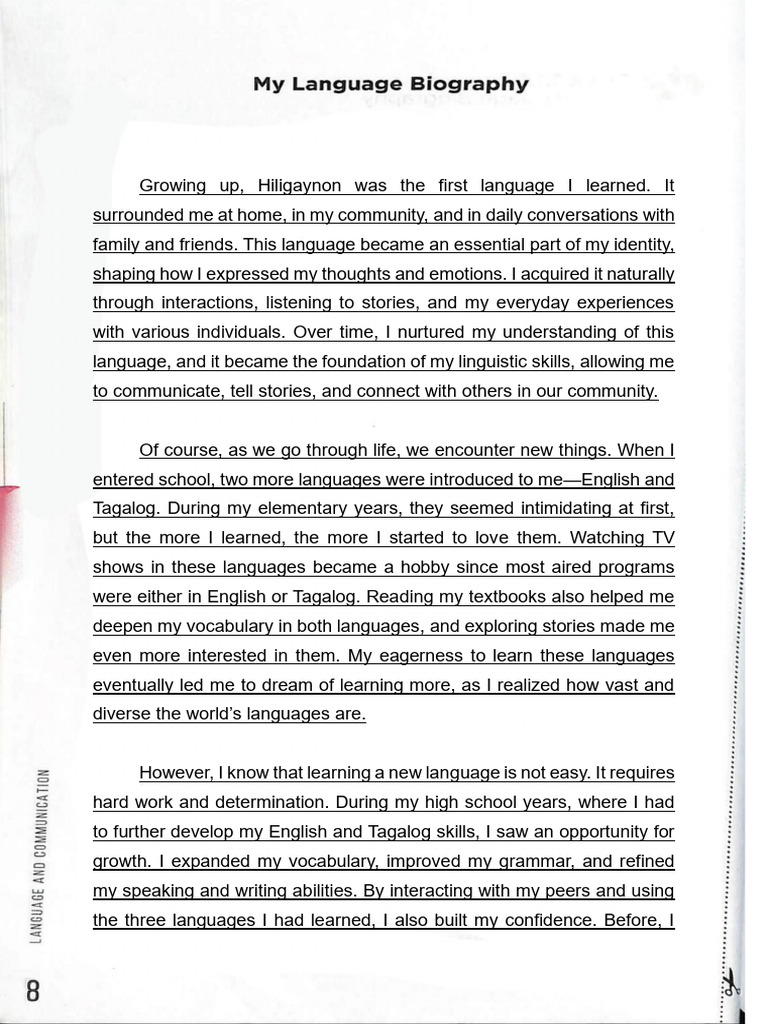 Bolido (BSCE 1-D) My Language Biography | PDF
