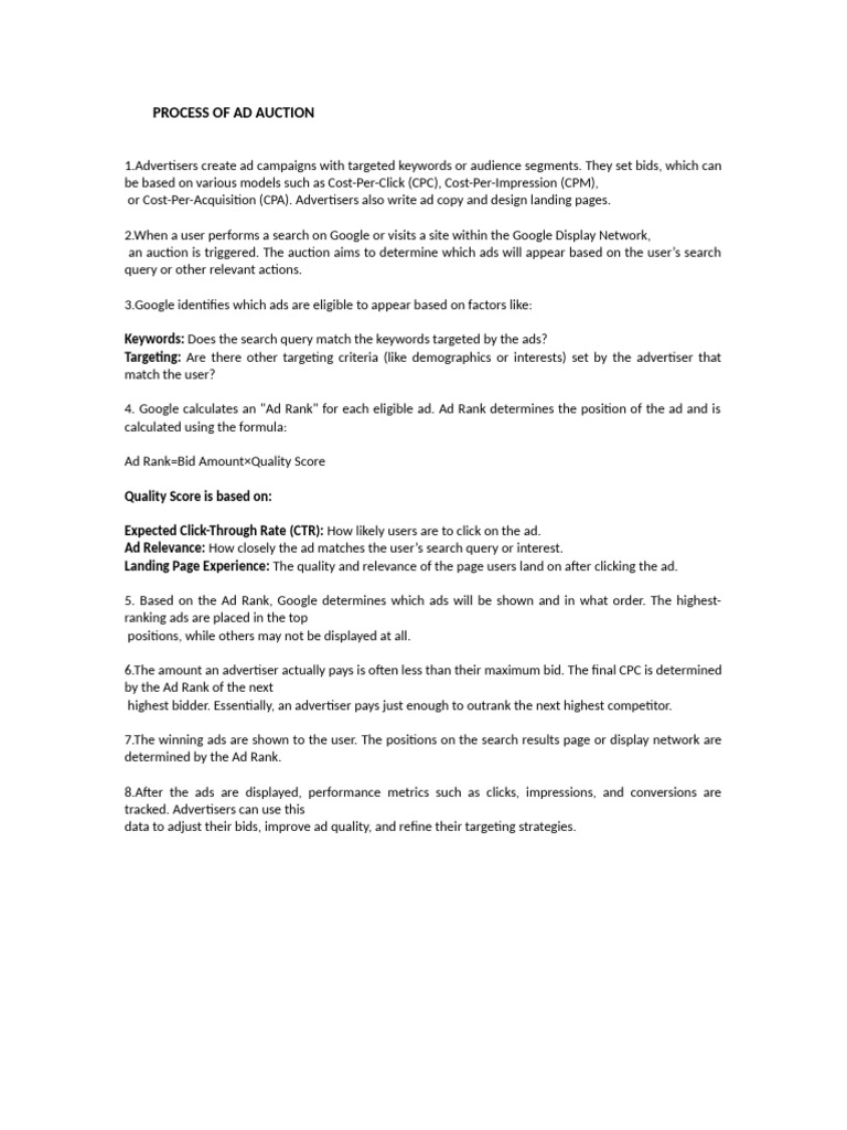 Google Ads Auction Process Explained | PDF