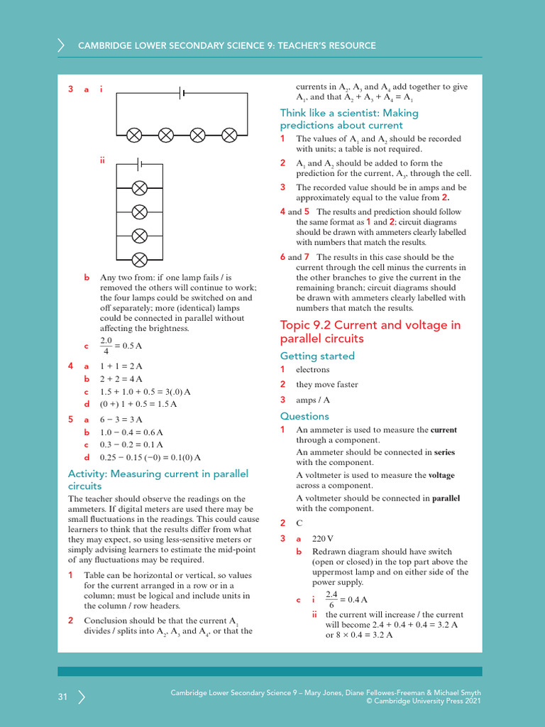 Cambridge Lower Secondary Science 9 Guide | PDF | Voltage | Series And ...