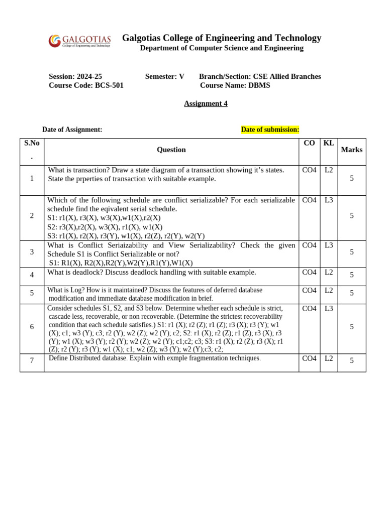 BCS 501-Assignment4 | PDF | Databases | Concurrency (Computer Science)