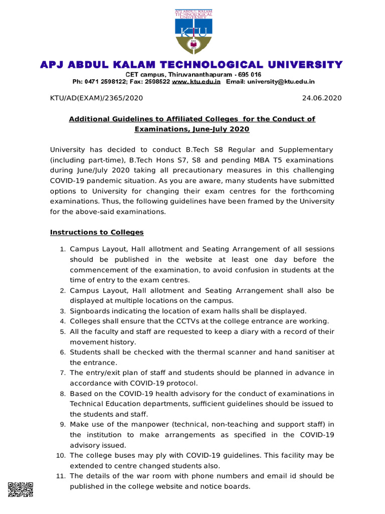 COVID-19 Exam Guidelines for Colleges | PDF