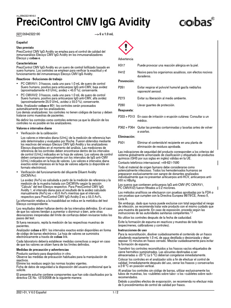 Control de Calidad PreciControl CMV IgG | PDF | Inmunología | Sistema ...