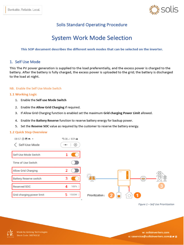 Solis SOP - Work Mode SOP v1.0 | PDF