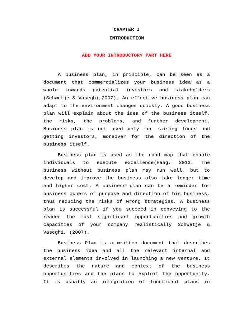 CHAPTER 1_business Plan.thea | PDF | Business Plan | Entrepreneurship