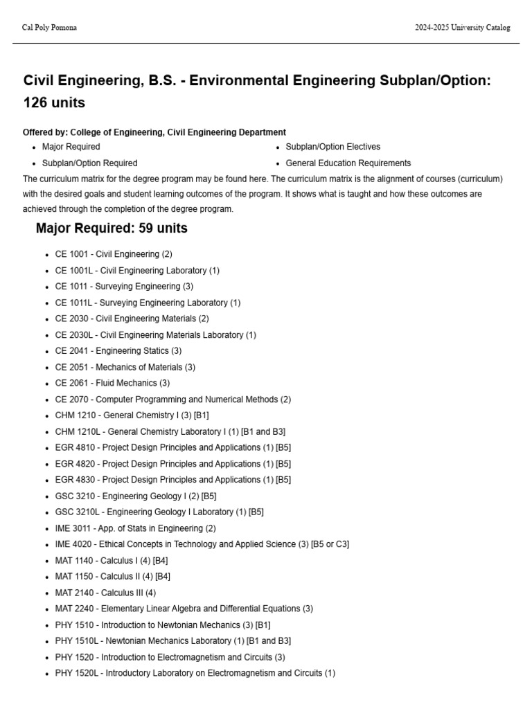 CalPolyPomona - Civil Engineering Environmental | PDF | Engineering | Civil Engineering