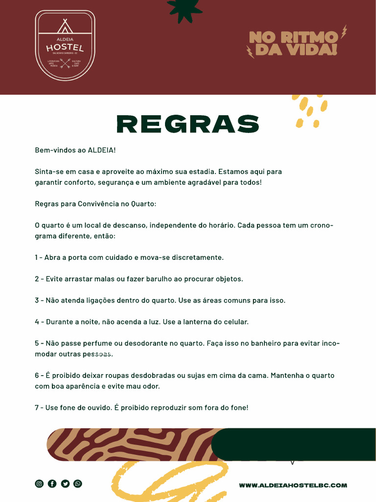 Regras De Convivência No Aldeia Hostel Pdf