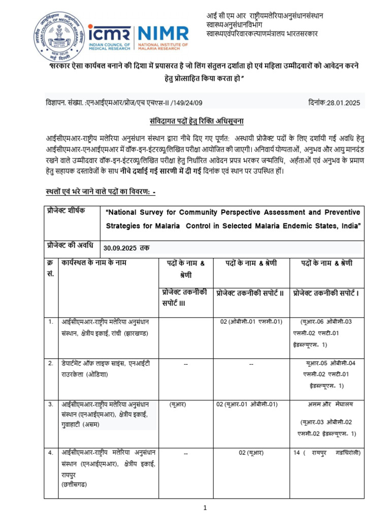 Notification For Nimr Project Technical Support Vacancy ...