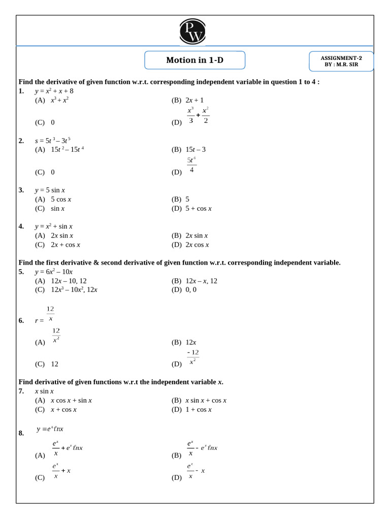 Derivatives and Integrals Assignment Solutions | PDF | Sphere | Mathematical Objects