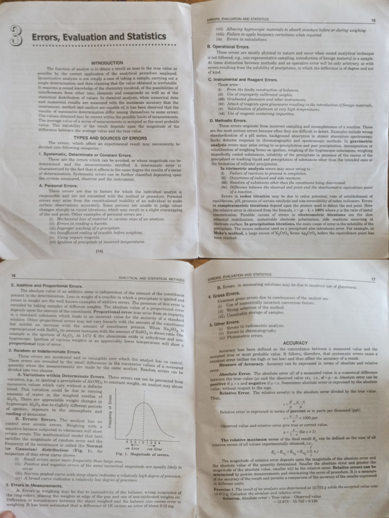 Errors, Evaluation and Statistics | PDF