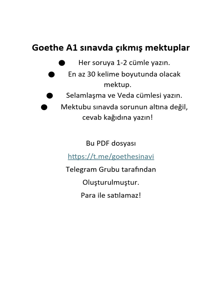 67 Adet Goethe A1 Mektup | PDF