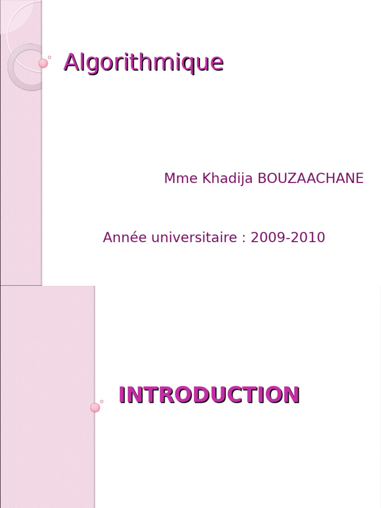 Introduction à l'Algorithmique et ses Concepts | PDF | Programme informatique | Programmation