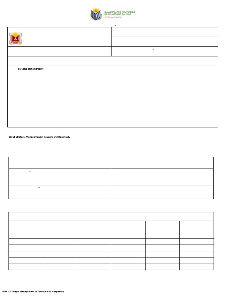 Syllabus in Bme1 2024-2025 | PDF | Strategic Management | Educational Technology