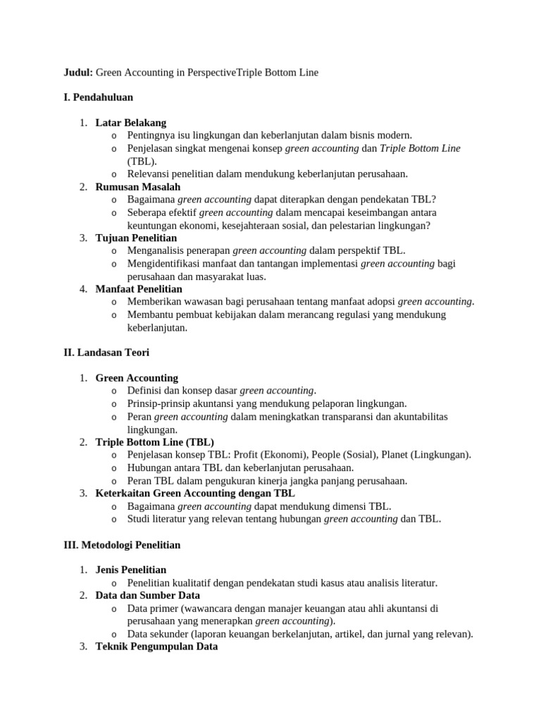 Penerapan Green Accounting dan TBL | PDF