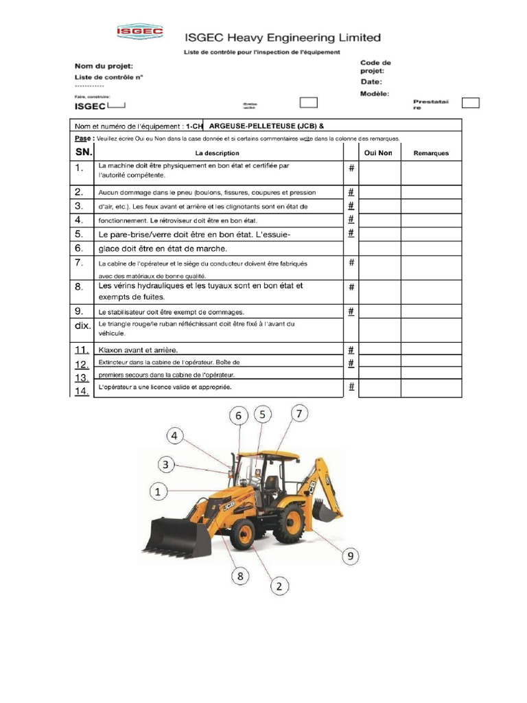 Checklist Engins - En.fr-1 | PDF
