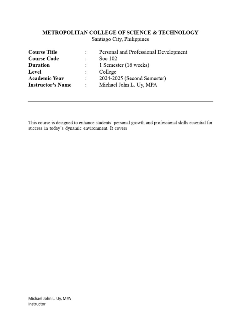 Personal and Professional Development For Students | PDF | Nonverbal Communication | Communication