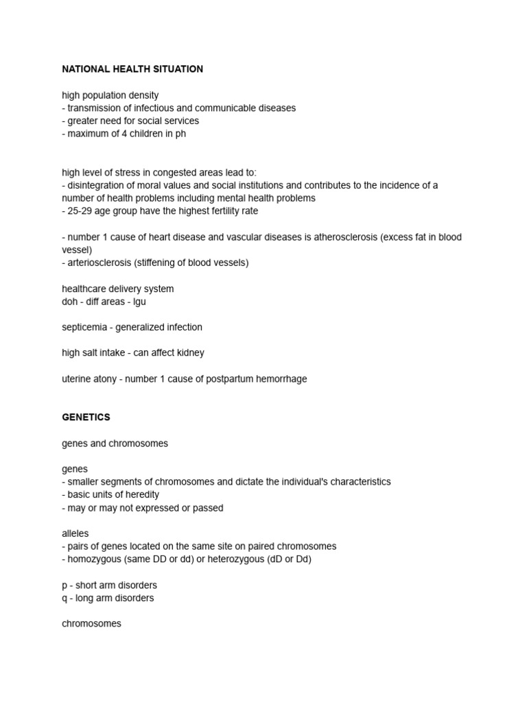 ob 2 notes - NHS, genetics (prelims) | PDF