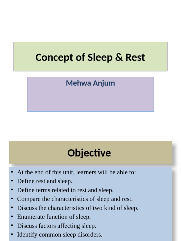 Concept of Sleep & Rest | PDF | Sleep | Sleep Disorder