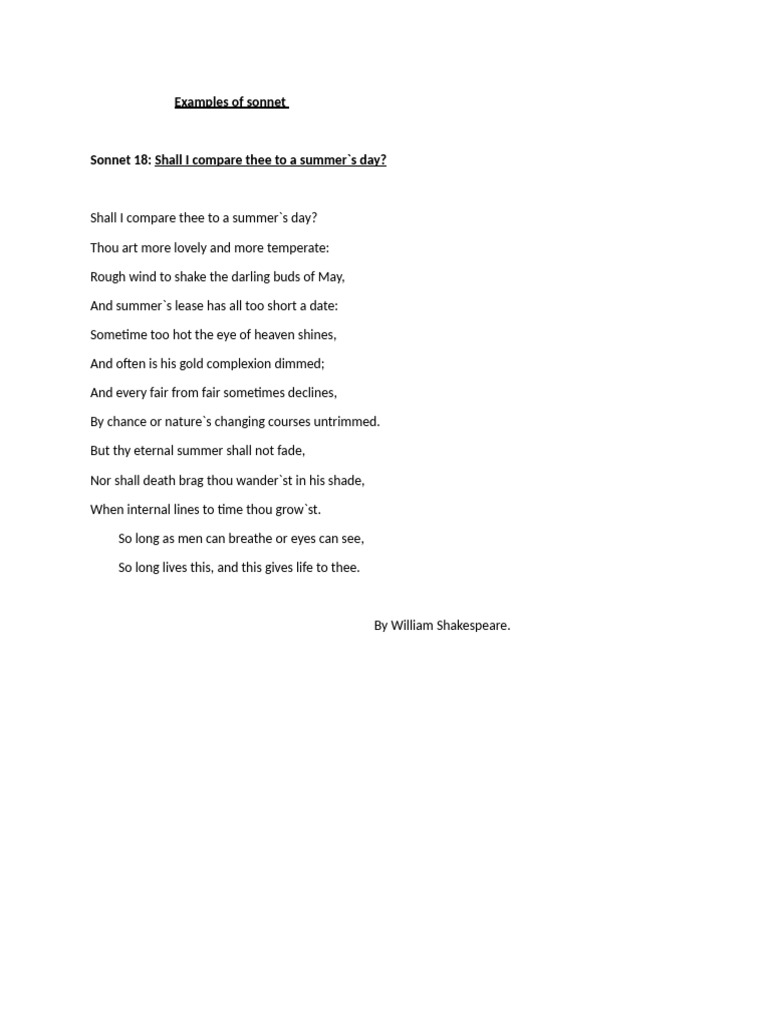 Examples of Sonnet | PDF