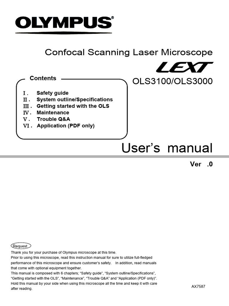 Ols Users Manual | PDF | Confocal Microscopy | Microscopy
