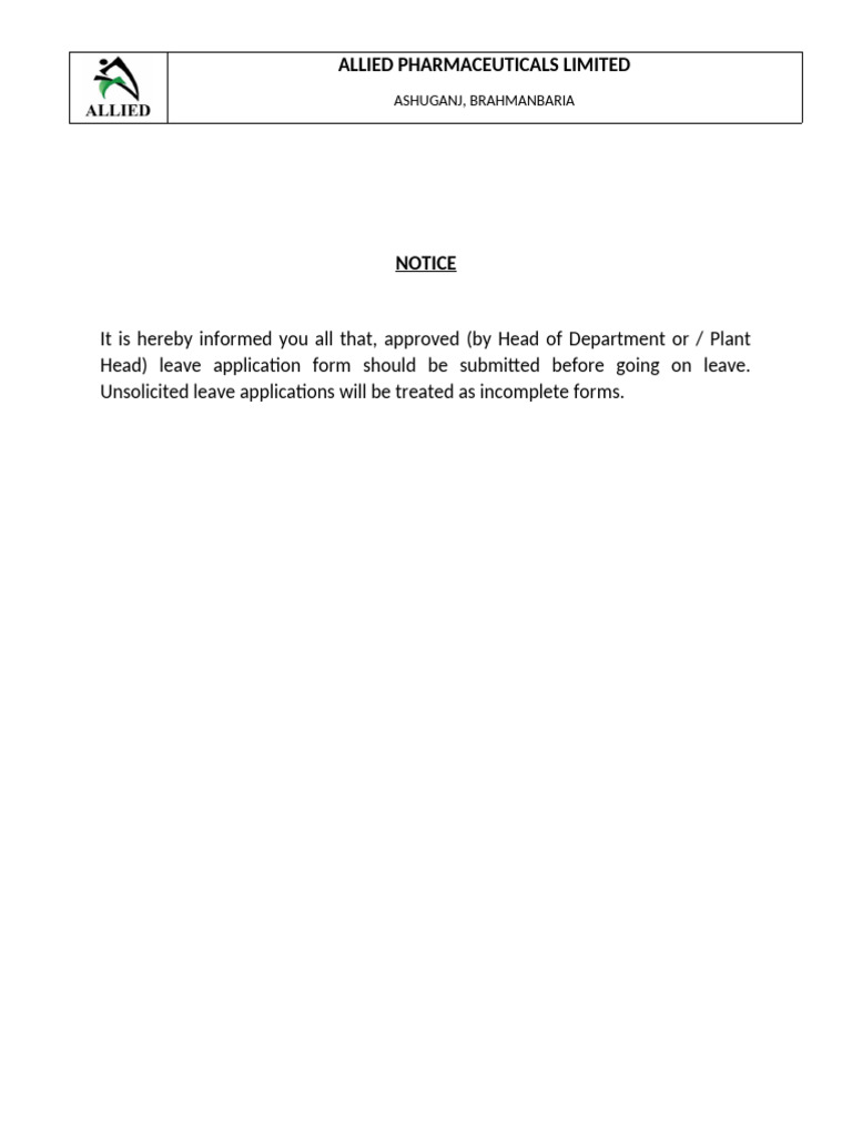 Leave Application Submission Notice | PDF