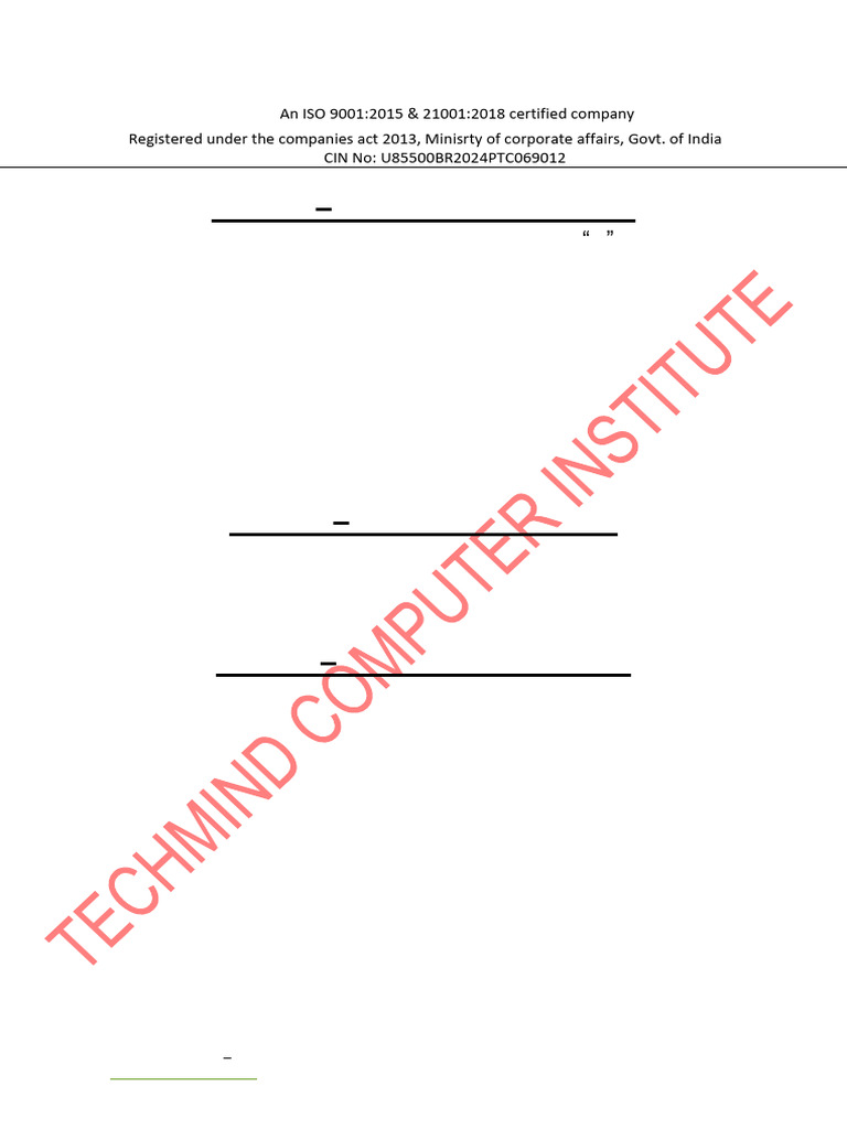 Techmind Computer Institute Project 1, 2, 3 | PDF