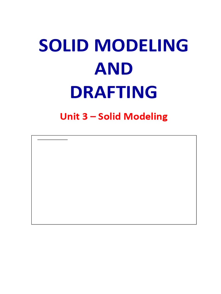 Notes - Unit 3 - Solid Modeling | PDF | 3 D Modeling | Computer Aided ...