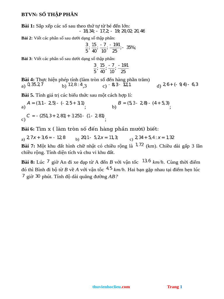 BTVN SỐ tp | PDF