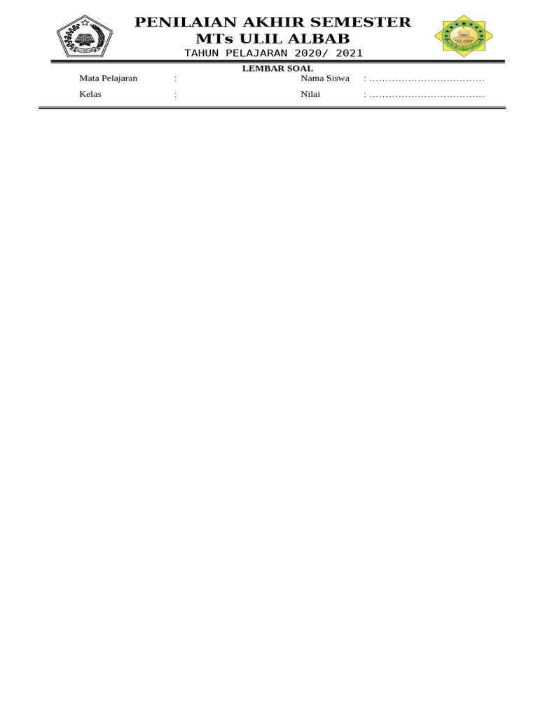 FORMAT UJIAN AKHIR MADRASAH | PDF