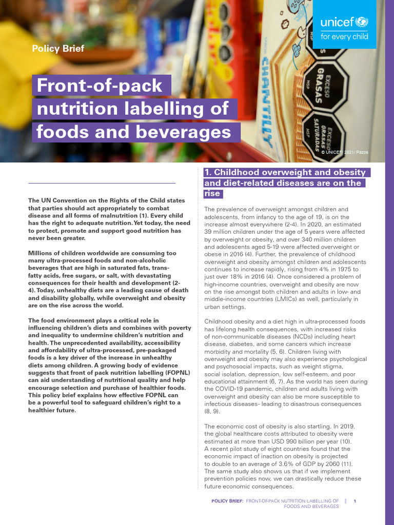 Front-of-Pack Nutrition Labelling (FOPNL) | PDF | Obesity | Human Nutrition