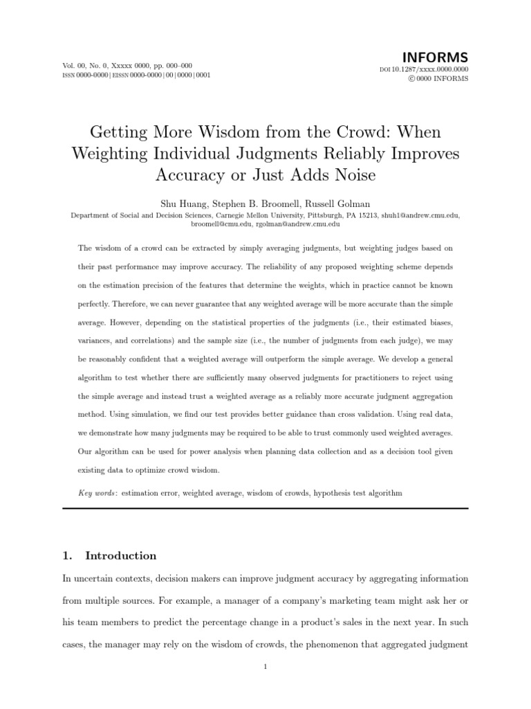 Shu Huang - Aggregation - Getting-More-Wisdom-From-The-Crowd | PDF ...