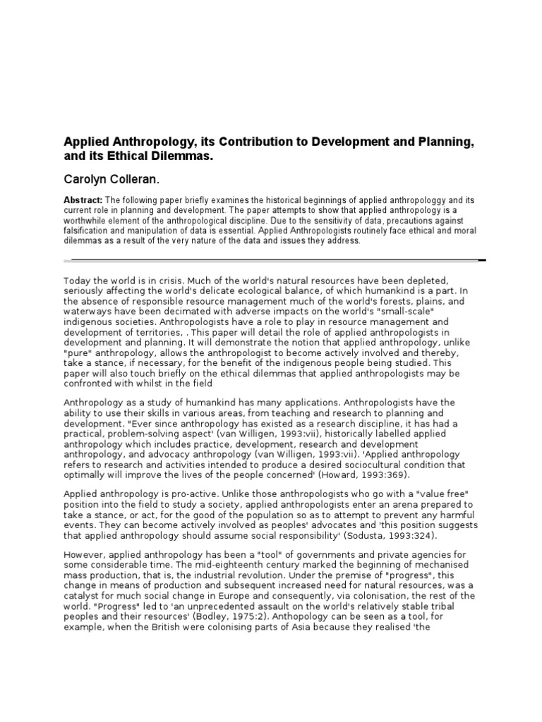 Applied Anthropology in Development | PDF | Social Science | History