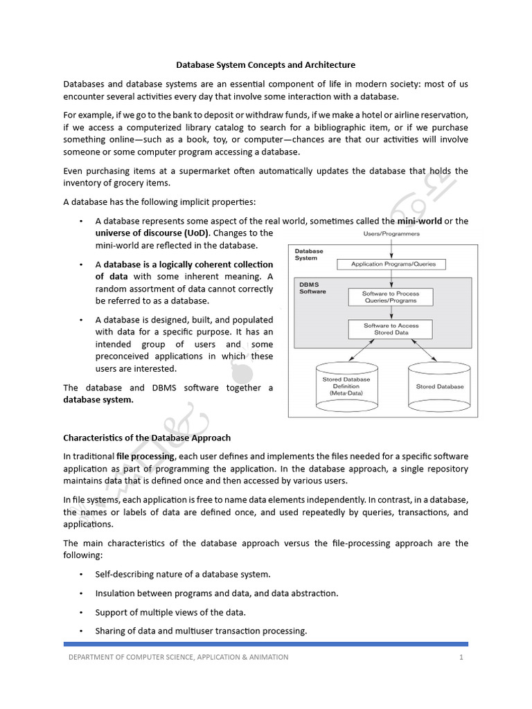 Database System Concepts and Architecture (Unit - I) | PDF | Databases | Conceptual Model