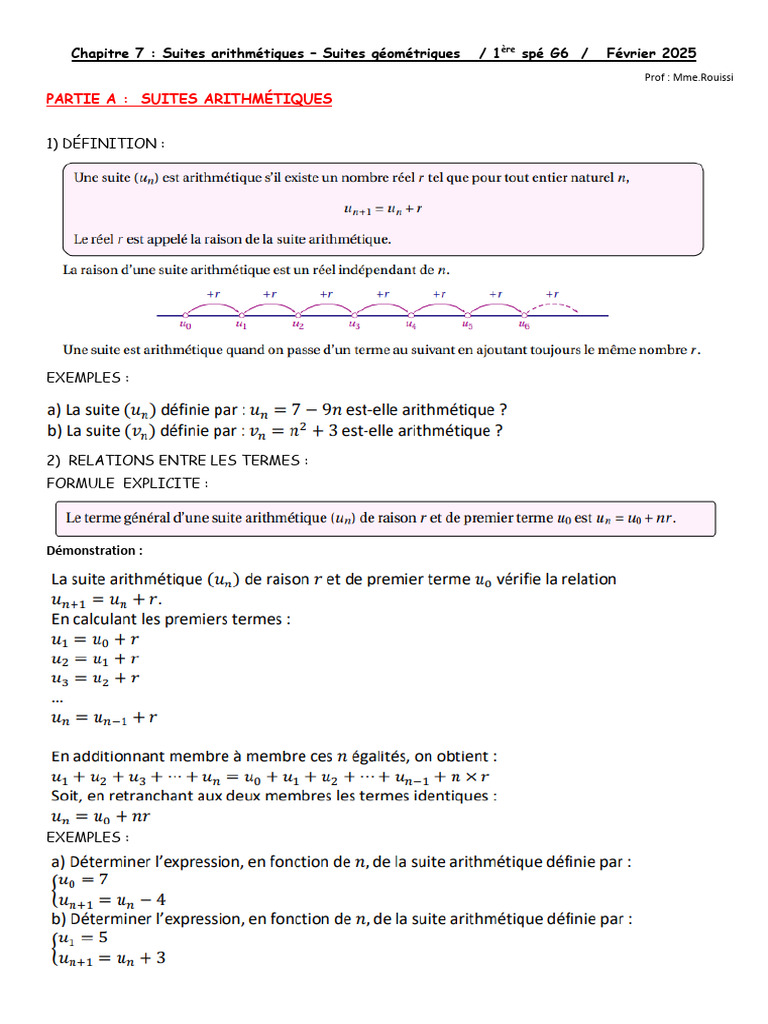 Formules des Suites Arithmétiques et Géométriques | PDF