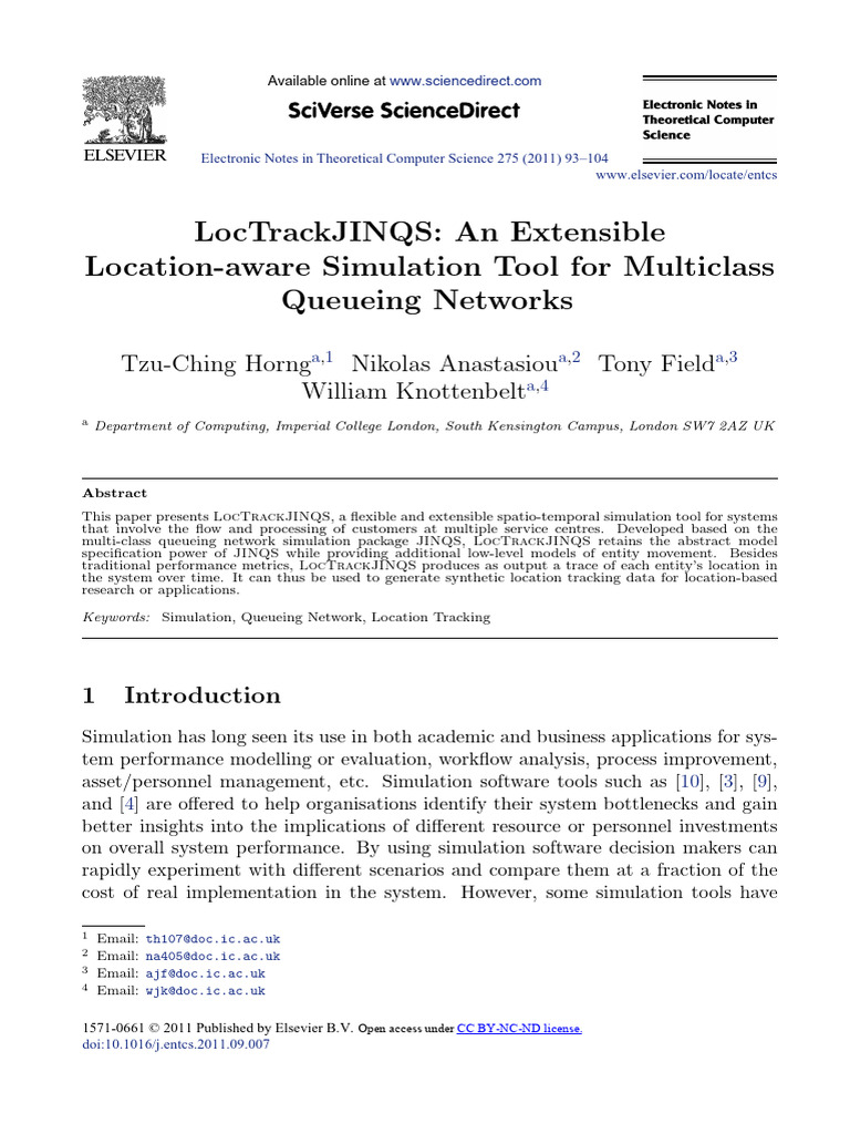 2011 LocTrackJINQS An Extensible | PDF | Simulation | Computer Network