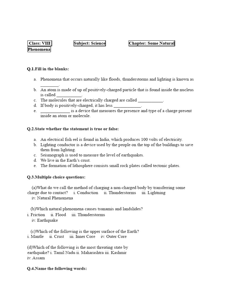 Natural Phenomena in Science: Class VIII | PDF | Electric Charge ...