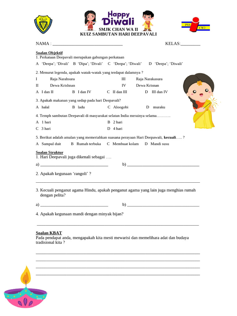 Kuiz Deepavali SMJK Chan Wa II | PDF