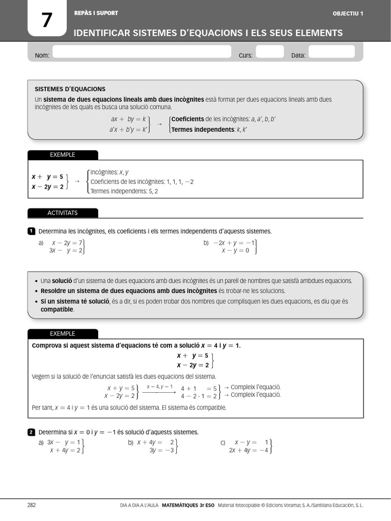 Repàs Sistemes Equacions | PDF