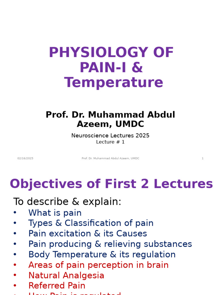 Updated 2025Lect.1-Pain-I Types Causes & Temperature | PDF | Pain ...
