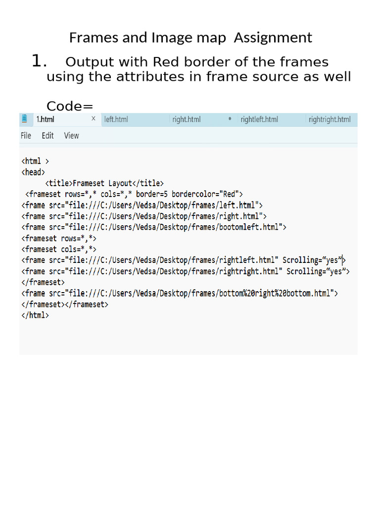 Frames and Image map Assignment | PDF