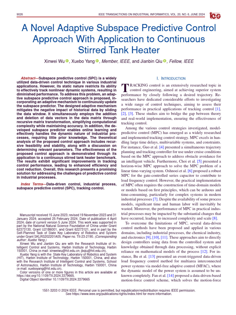 A_Novel_Adaptive_Subspace_Predictive_Control_Approach_With_Application_to_Continuous_Stirred ...