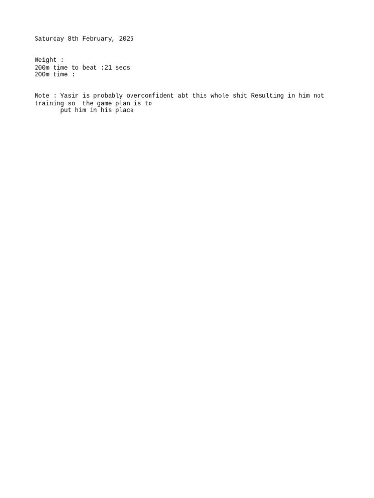 200m Race Strategy for Yasir | PDF