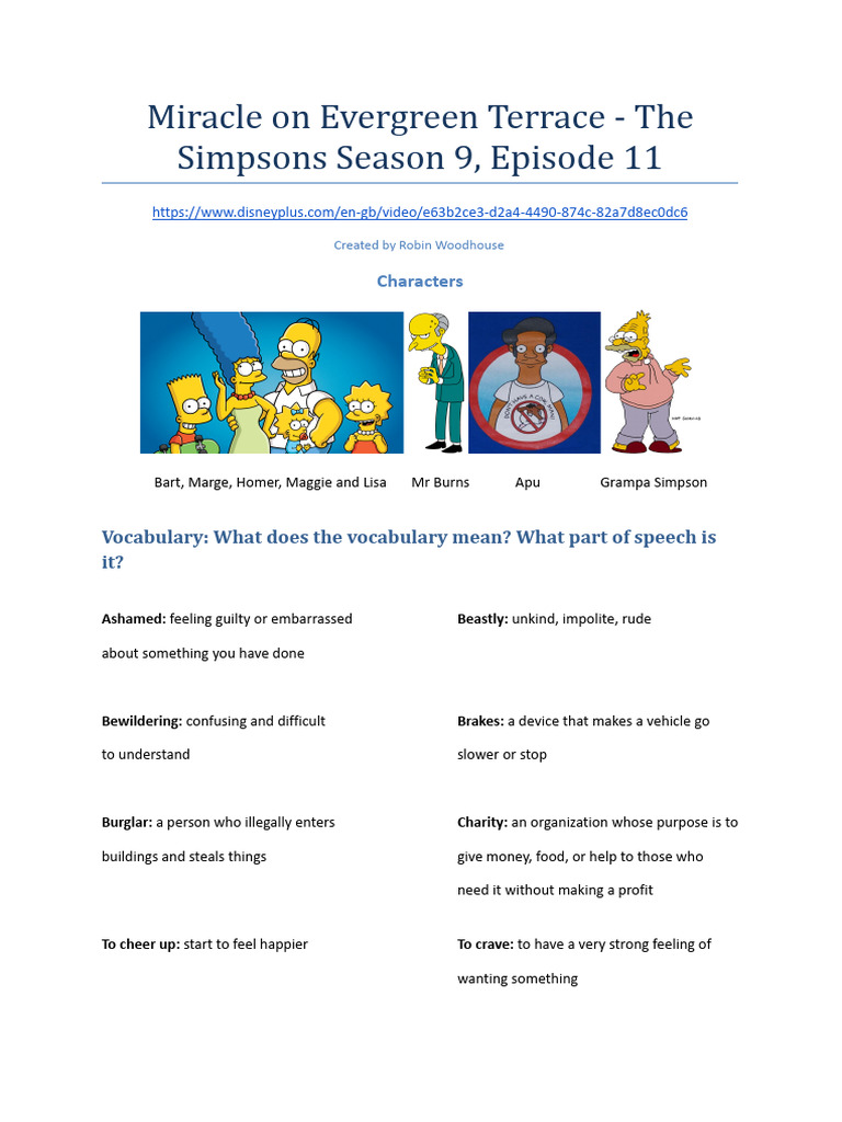 Miracle On Evergreen Terrace - The Simpsons Season 9, Episode 11 | PDF ...