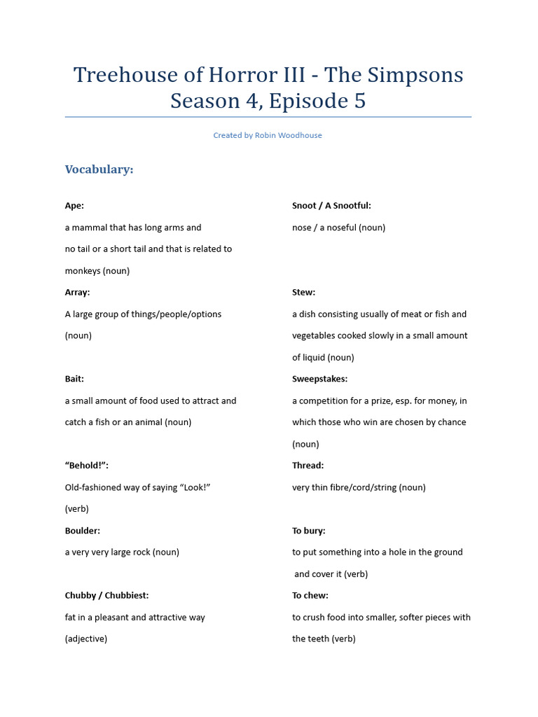 Treehouse of Horror III - The Simpsons Season 4, Episode 5 | PDF | The Simpsons | Television ...