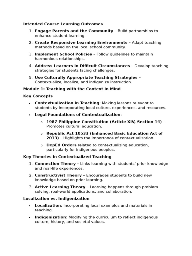 Course 4 Module - Reviewer | PDF | Learning | Constructivism (Philosophy Of Education)