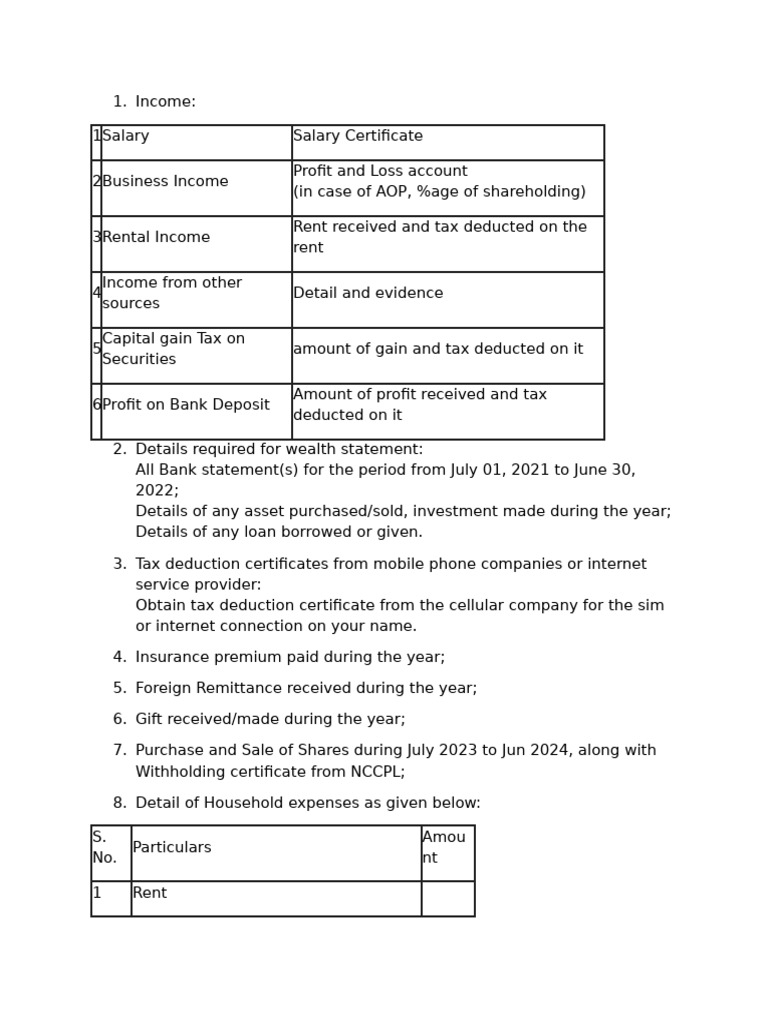 Comprehensive Tax Documentation Guide | PDF | Taxes | Expense