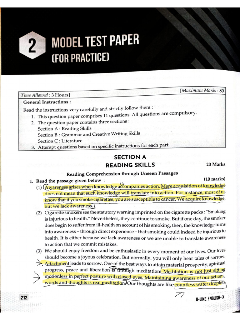 English Sample Paper 2 | PDF