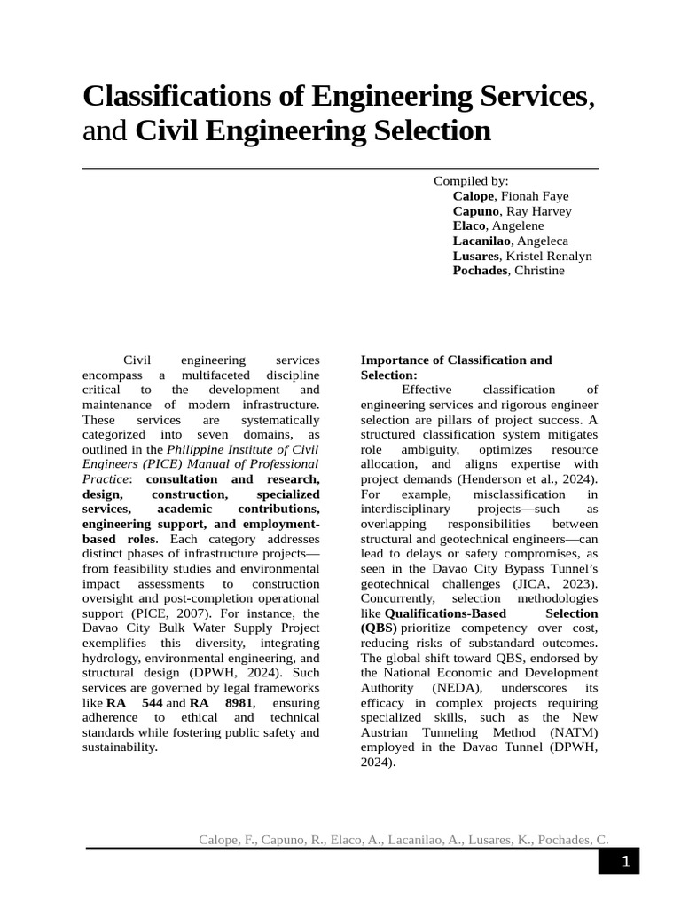 Classifications of Civil Engineering | PDF | Engineer | Real Estate ...