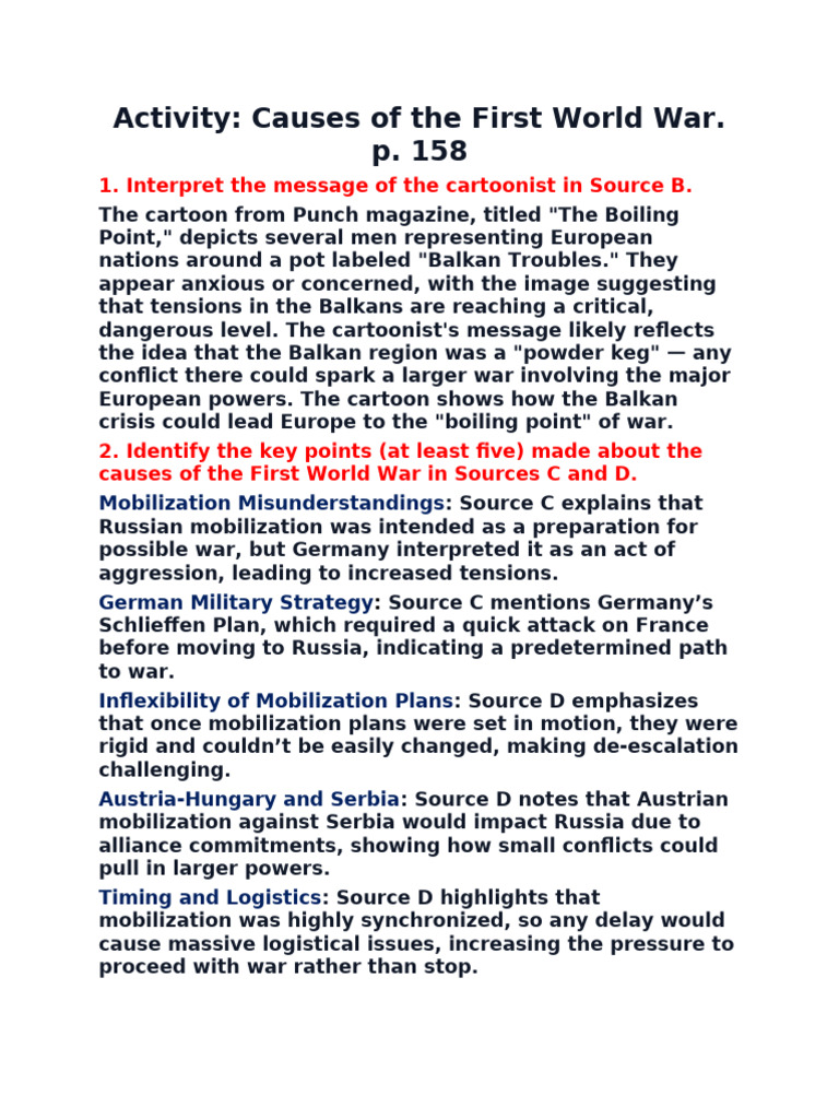 WWI Causes: Tensions & Mobilization | PDF | World War I | Conflicts